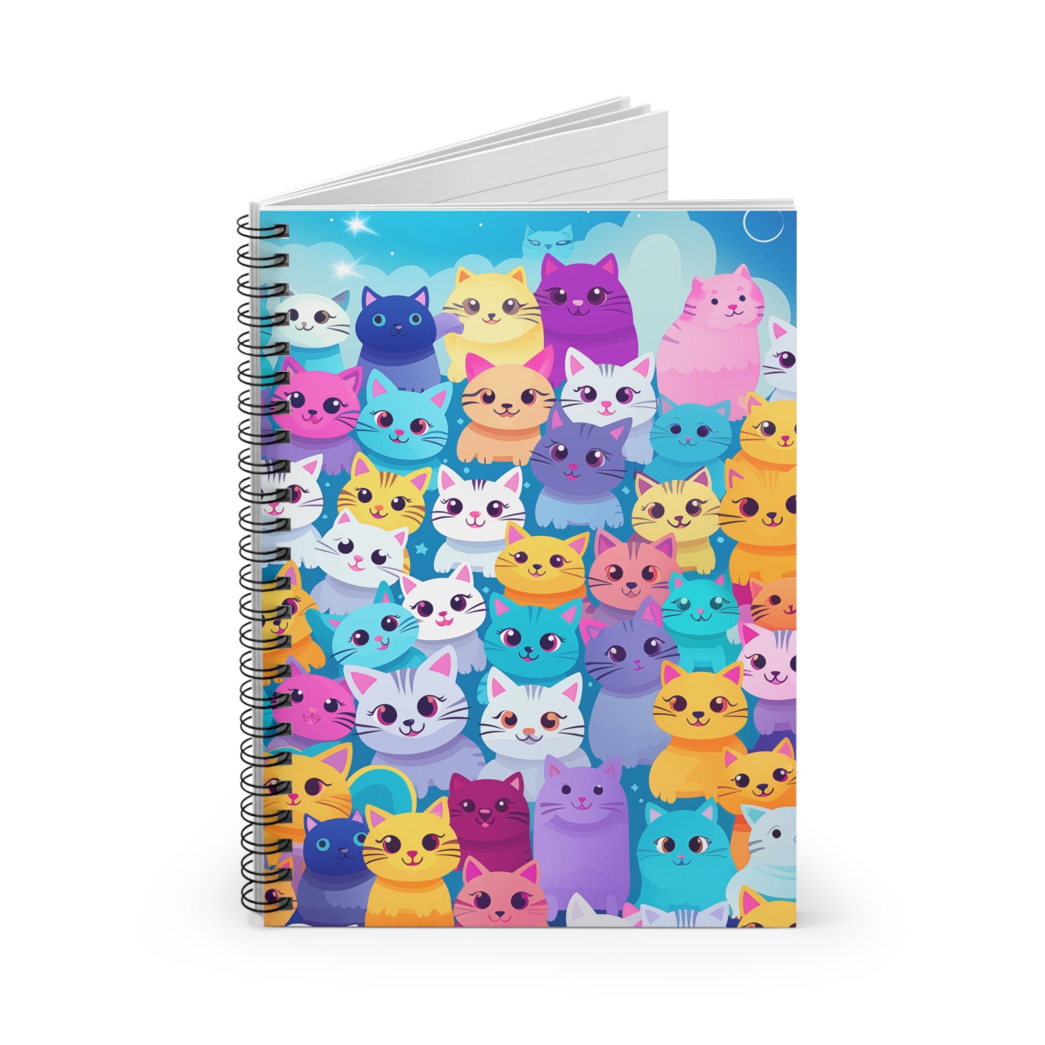 Cute Cat Notebook Rule Kawaii Cat Colorful Notebook Gift for Girl Cat ...