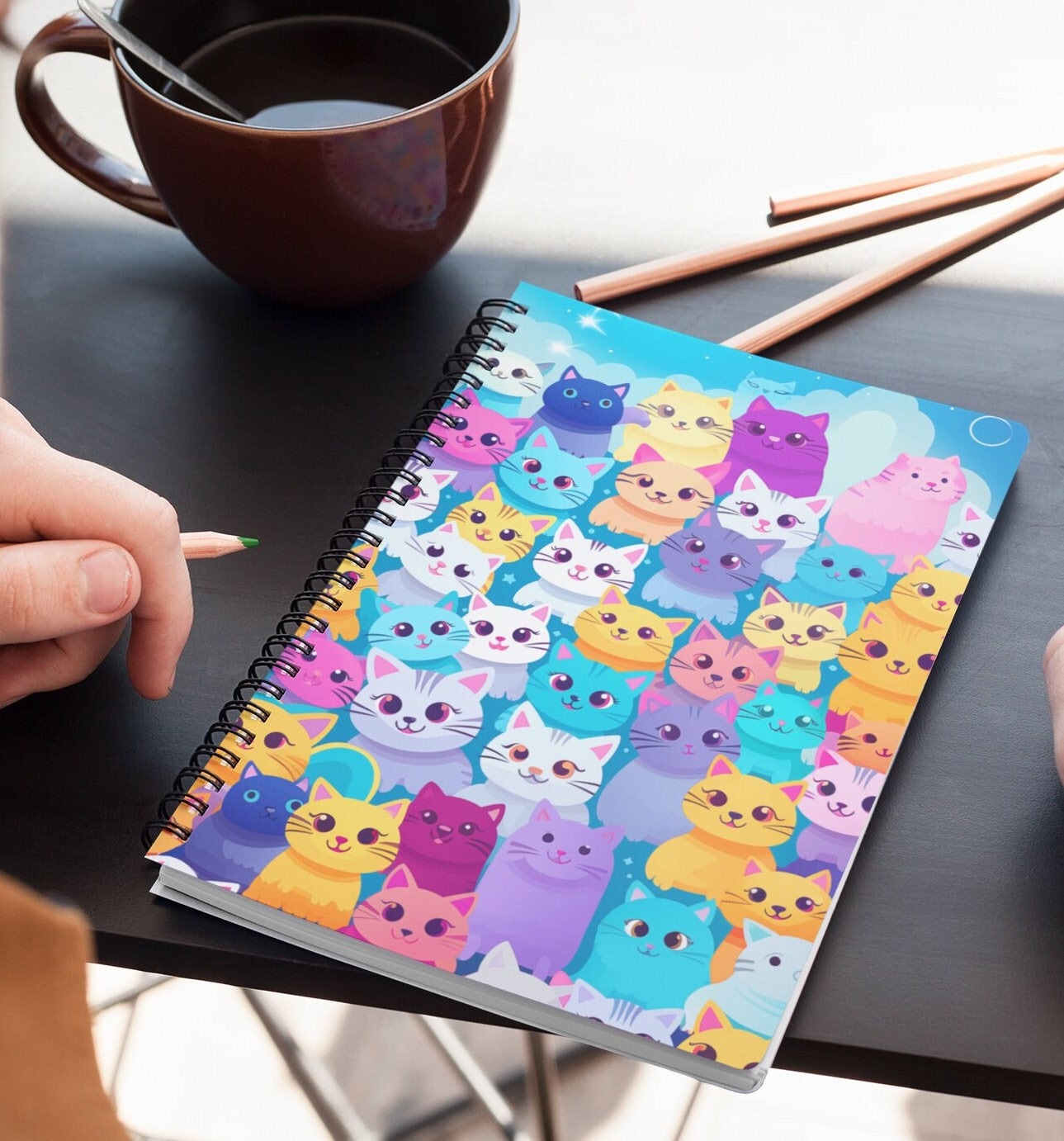 Cute Cat Notebook Rule Kawaii Cat Colorful Notebook Gift for Girl Cat ...