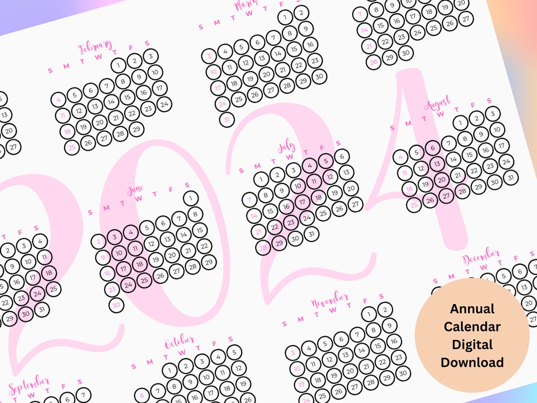 2024 Yearly Calendar Printable Checkbox 2024 Calendar Checklist One ...