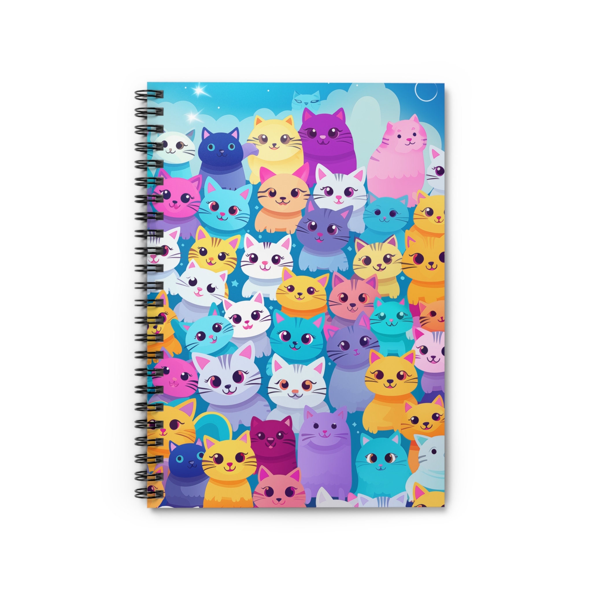 Cute Cat Notebook Rule Kawaii Cat Colorful Notebook Gift for Girl Cat ...