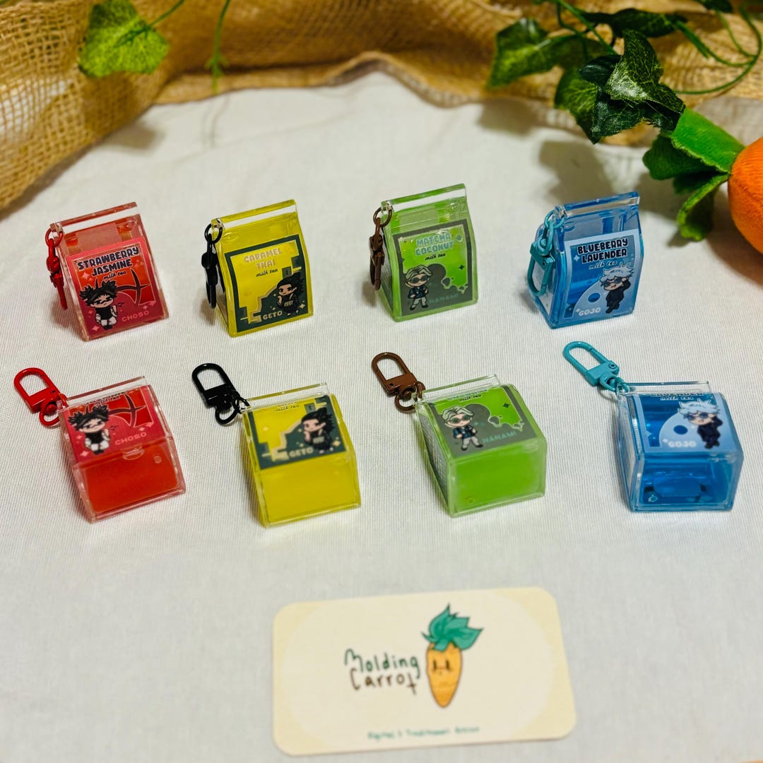 Jujustu Kaisen Liquid Oil Milk Tea Cartons Acrylic Keychains - Etsy