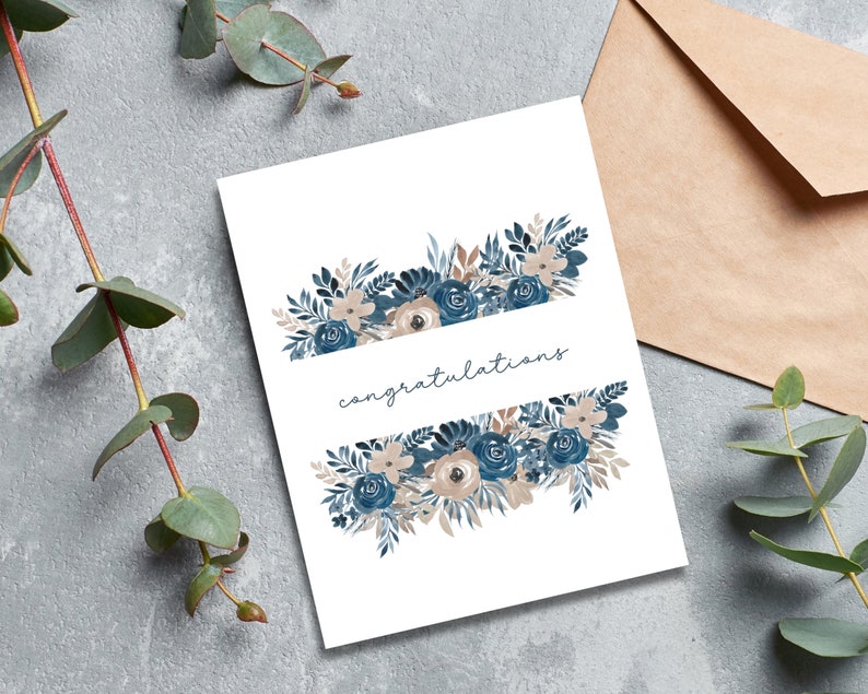 Congratulations Card Wedding Engagement Card Greeting Card Minimalist ...