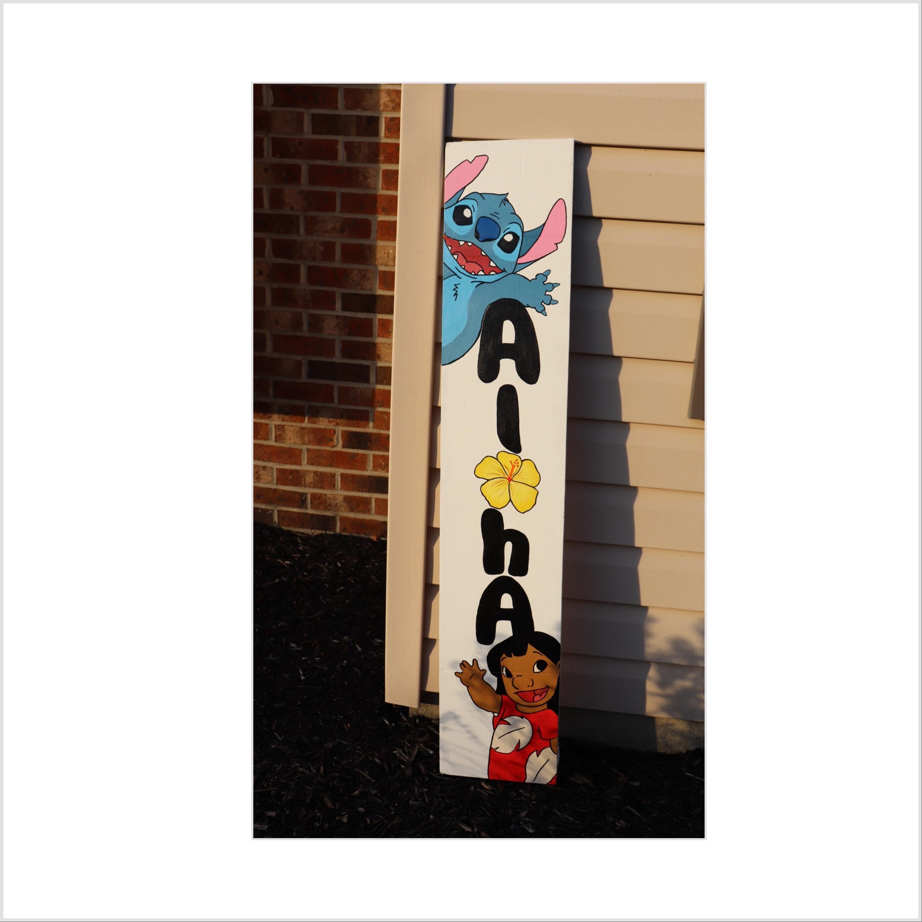 Hand Painted Lilo and Stitch “aloha” Front Porch Sign - Etsy