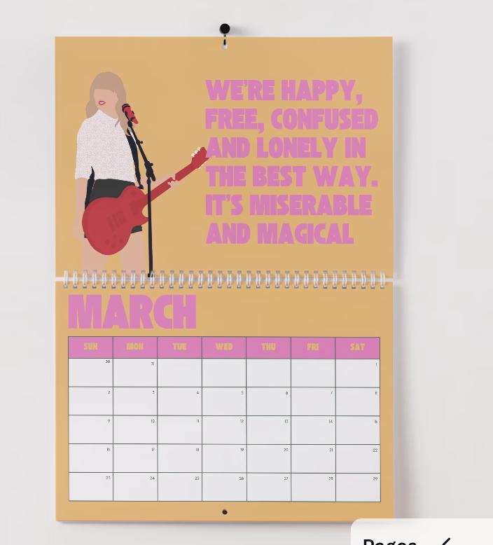 2025 Taylor Swift Calendar (digital Download) - Etsy