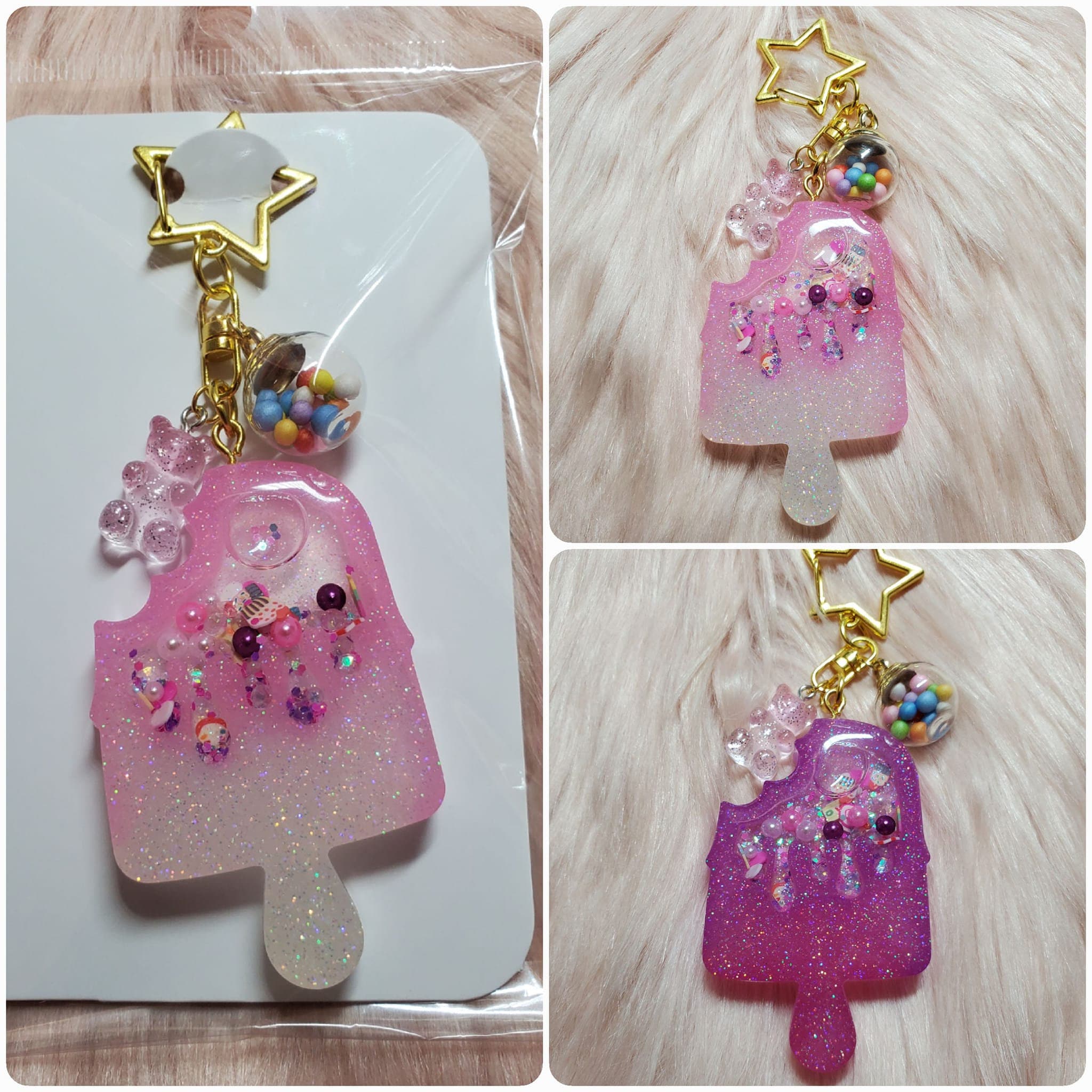 UV Glitter Keychains - Color Changing Keychain Shakers - Handmade ...