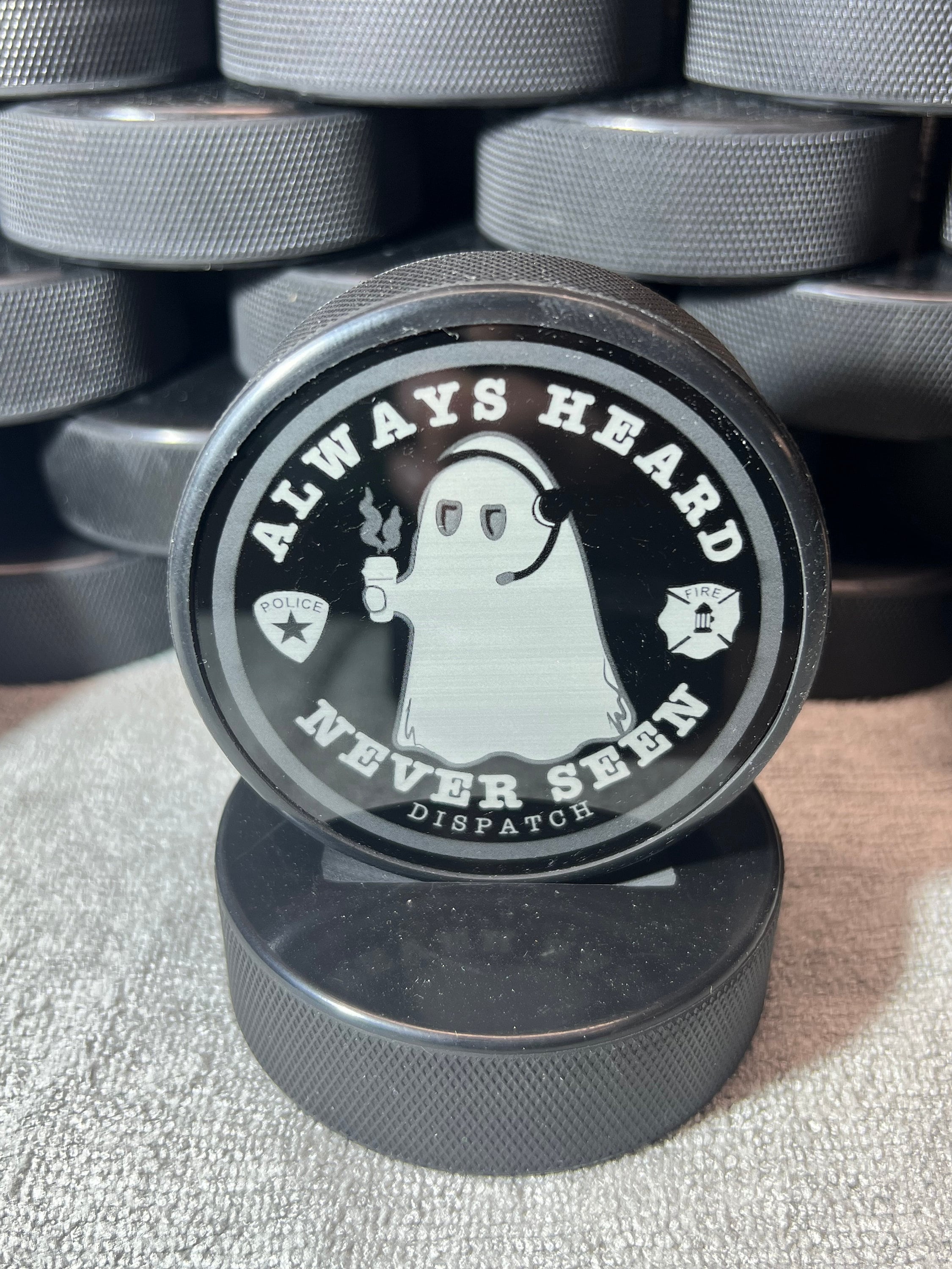 Hockey Puck Bottle Opener and Magnet Custom Made Black Acrylic Photo ...