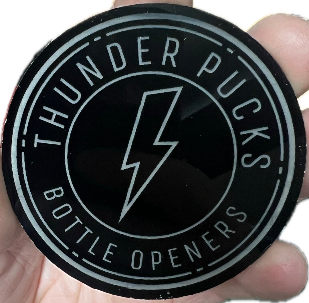 Hockey Puck Bottle Opener and Magnet Custom Made Black Acrylic Photo ...