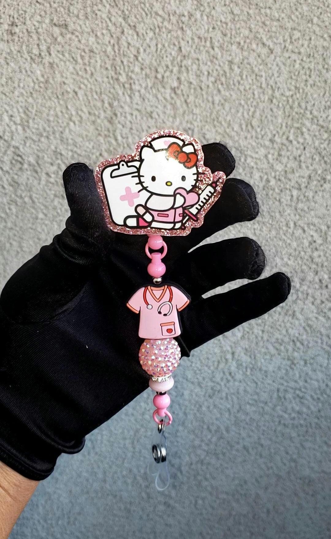 Sanrio Inspired Pink Medical Kitty Retractable Badge Reel - Etsy