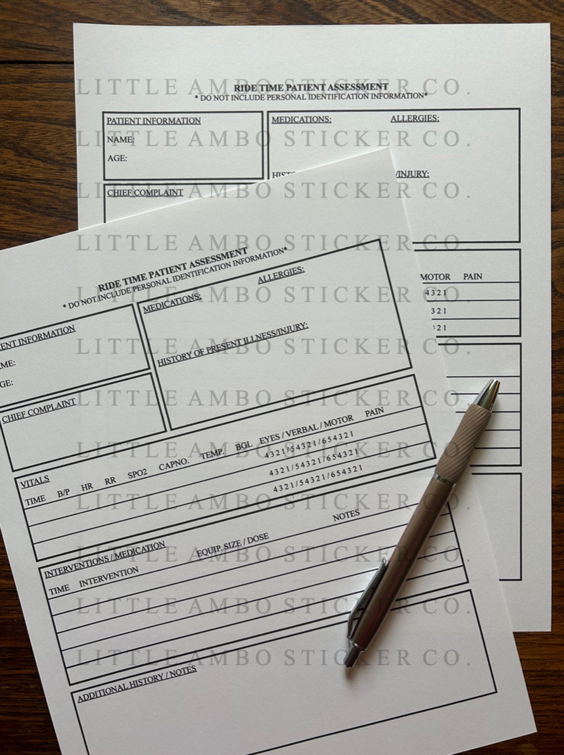 Patient Assessment Documentation for Clinical / Ride Time L EMT School ...
