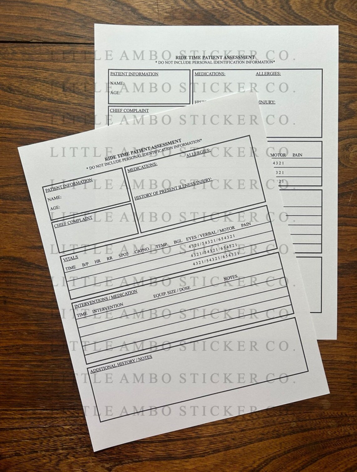 Patient Assessment Documentation for Clinical / Ride Time L EMT School ...