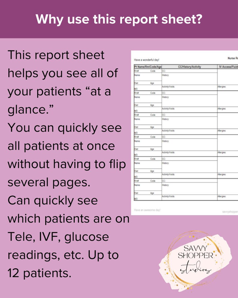 Nurse Report Sheet, Nurse Brain Sheet, SBAR Template, Med Surg Brain ...