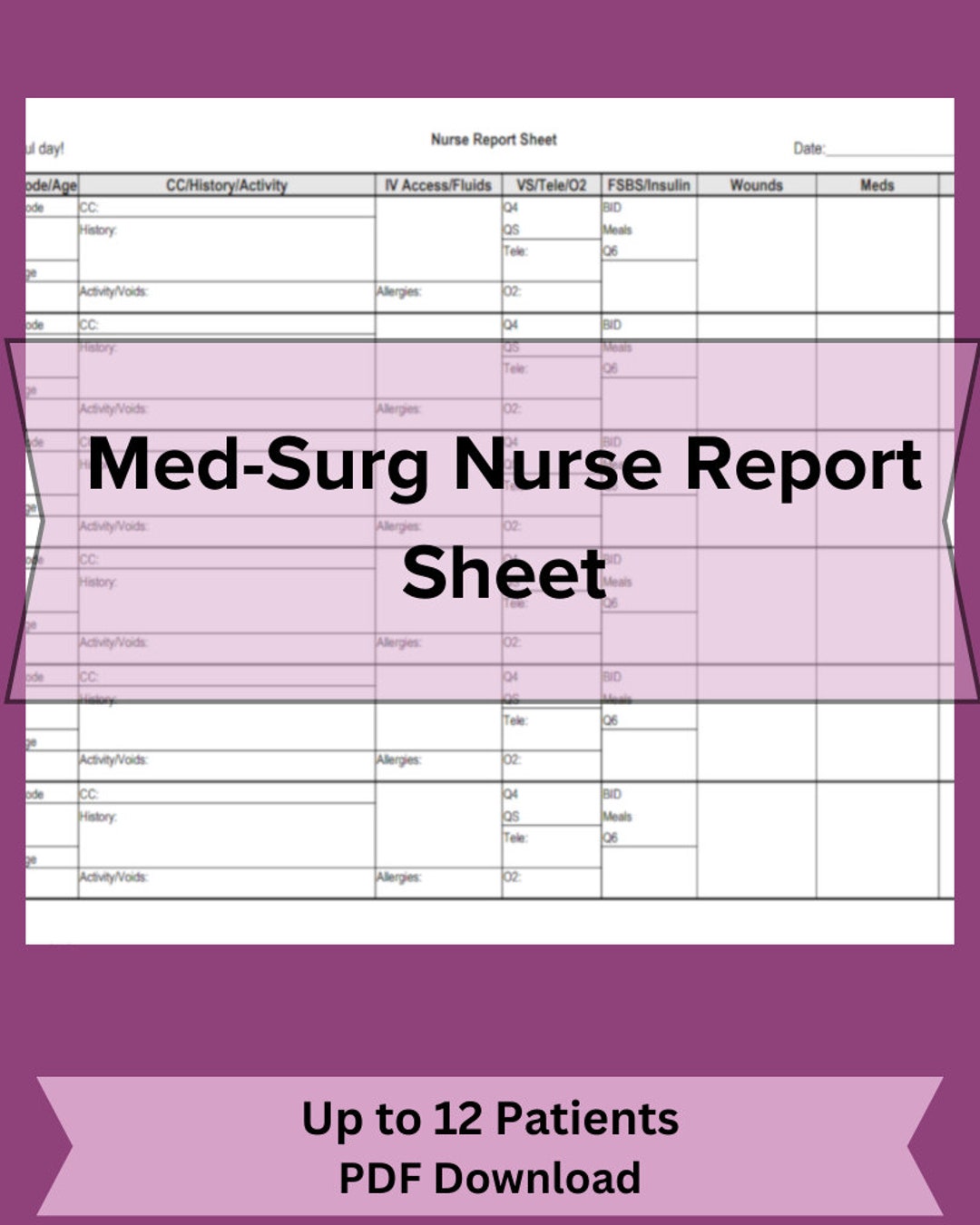 Nurse Report Sheet for Nurse Brain Sheet SBAR Template Med Surg Nurse ...