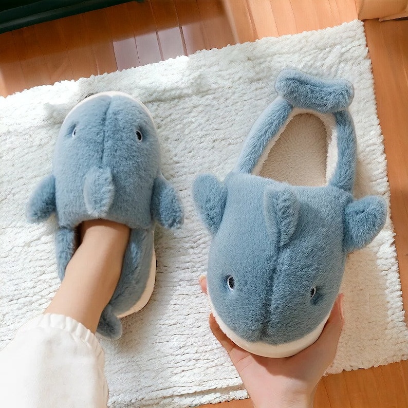 Fluffy Plush Shark Slippers Cozy Sharks Slippers Comfy - Etsy