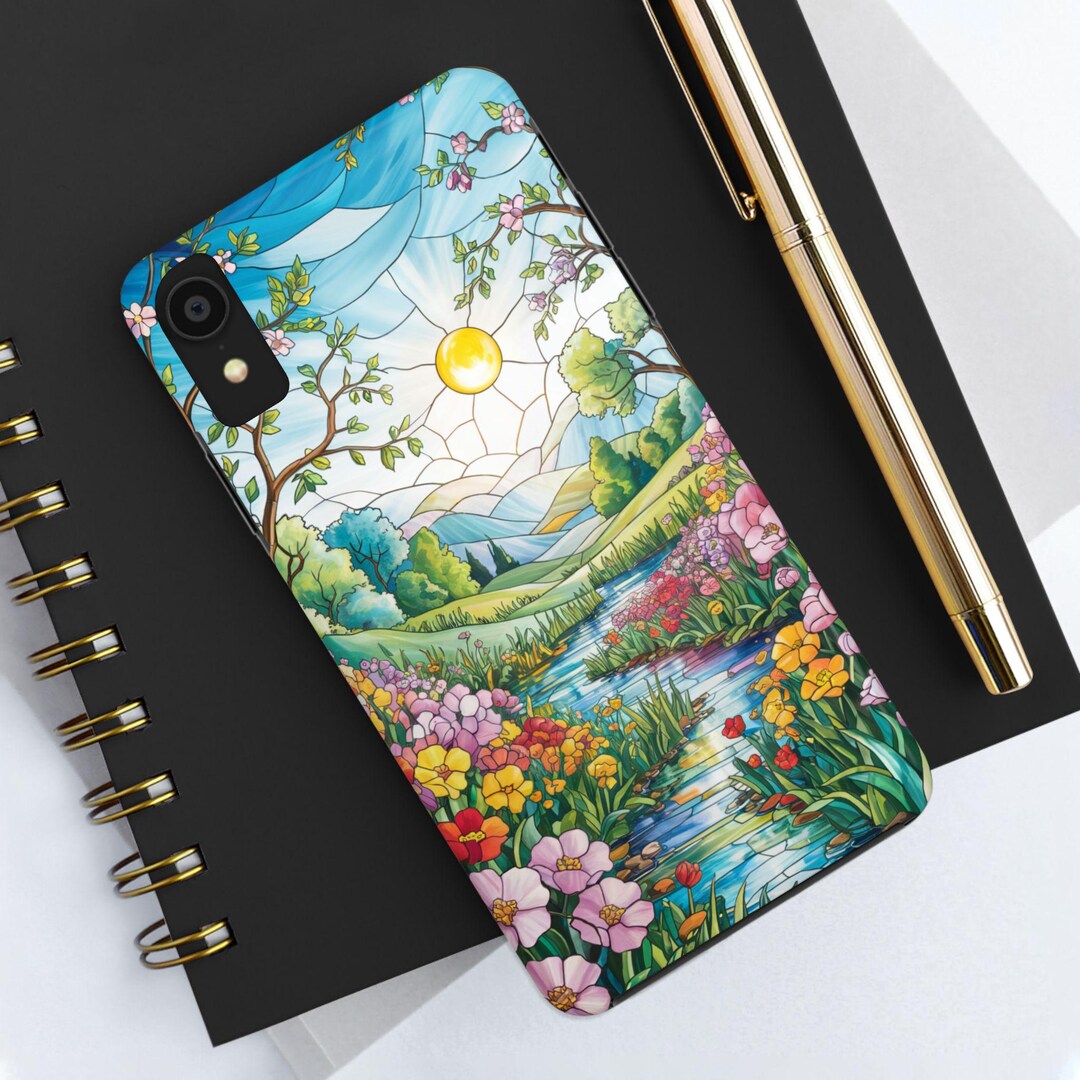 Cottagecore Phone Case Floral Garden Faux Stained Glass Nature Scene ...