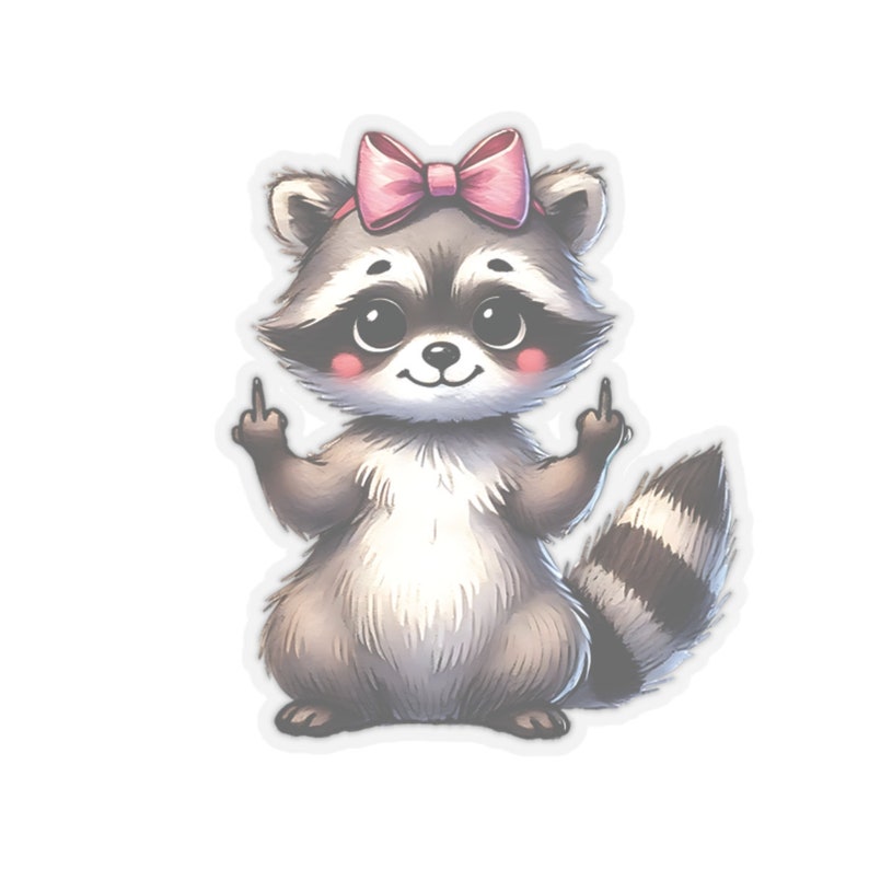 Sassy Racoon With Pink Bow and Middle Finger Kiss-cut Stickers - Etsy