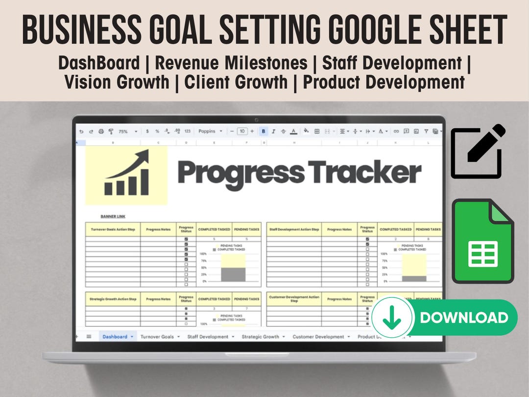 Business Goal Setting Spreadsheet, SMART Goal Setting Kit, Goal Setting ...