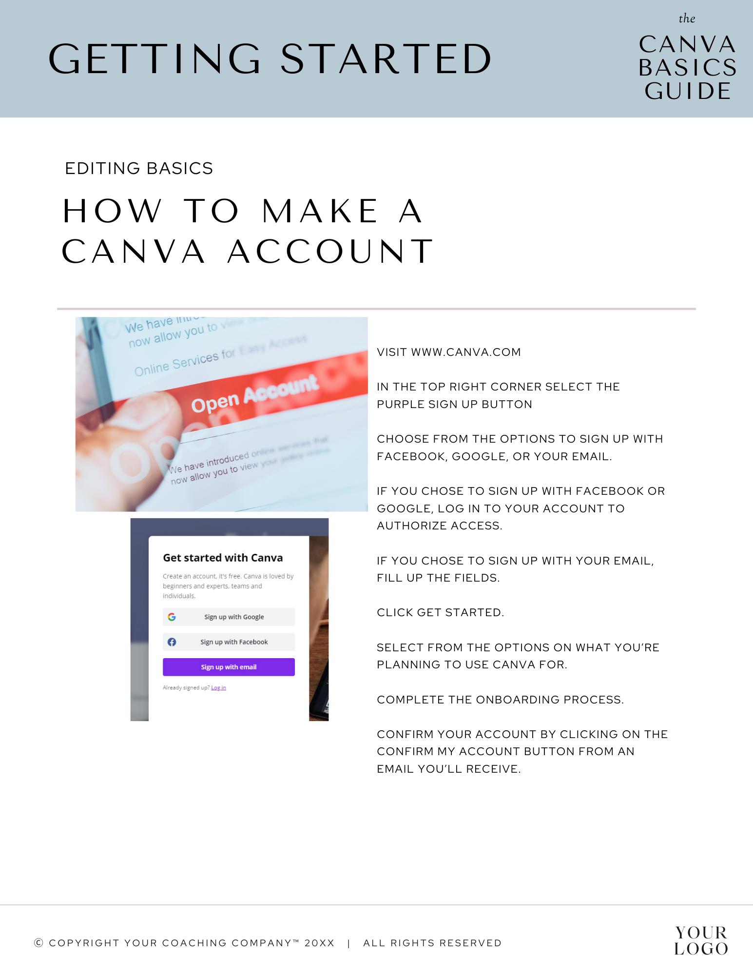 Canva Basic Guide Planner, Canva Design Learning Guide for Creators ...