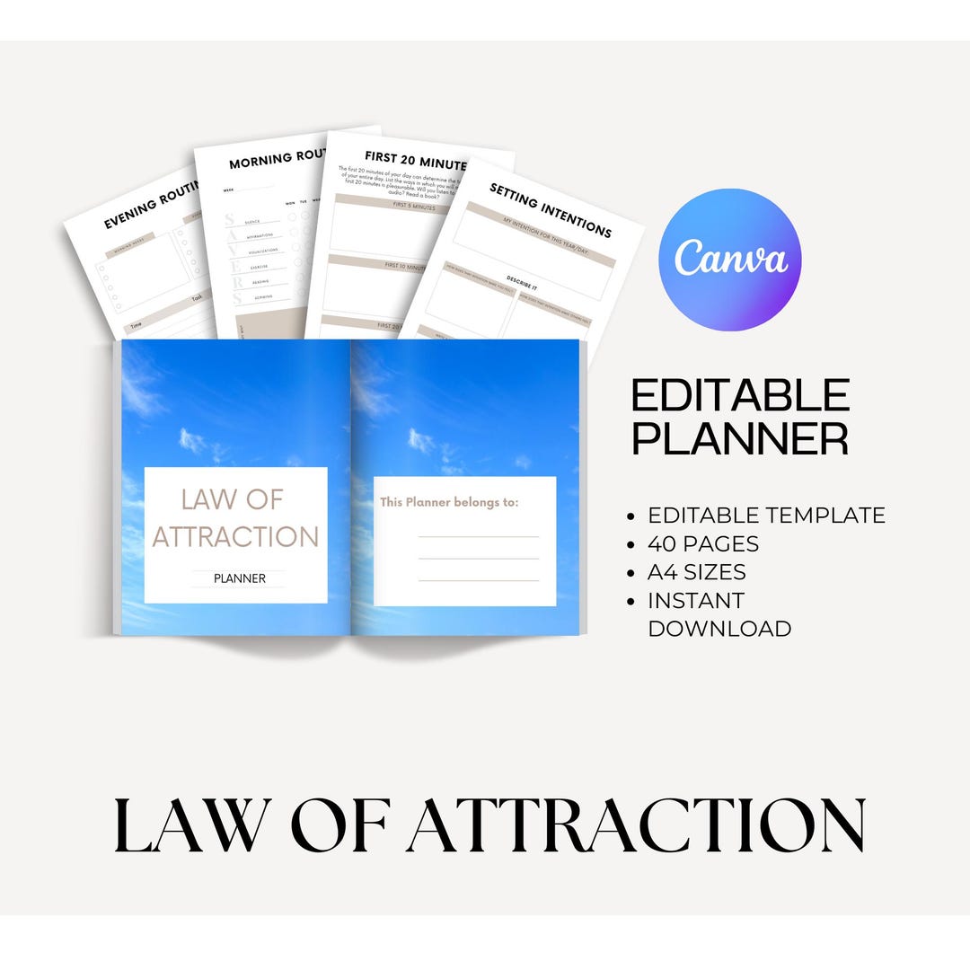 Law of Attraction Planner, Spiritual Planner, Coaching Templates, Law ...