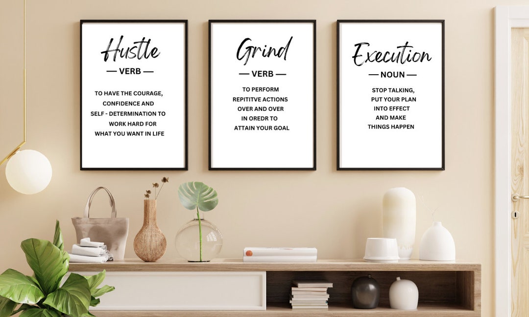 Hustle Grind Execute Definition Wall Art, Printable Wall Art, Hustle ...