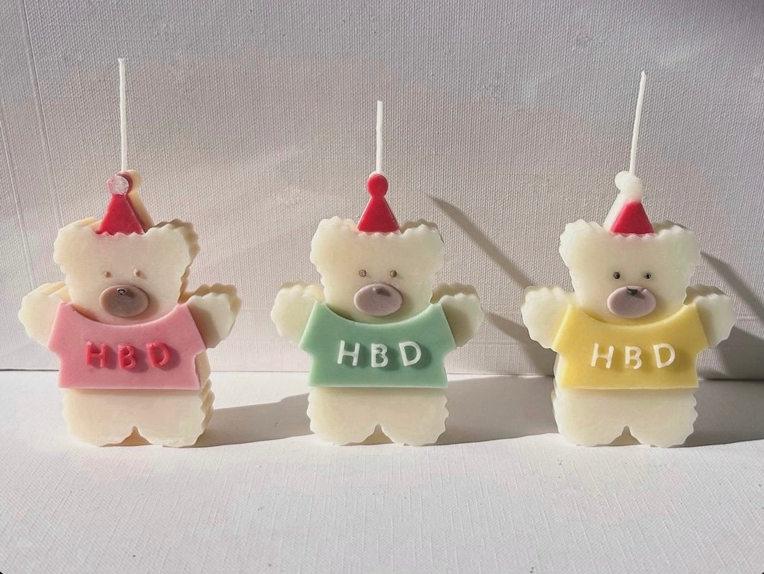 1 PC Cute Bear Birthday Candle Big Size Bear With Hat Handmade Cake ...