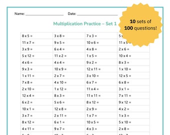 10 Printable Multiplication Worksheets Times Tables Drills ...