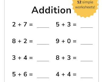 12 Single Digit Addition Worksheets – Homeschool, Kindergarten, First ...