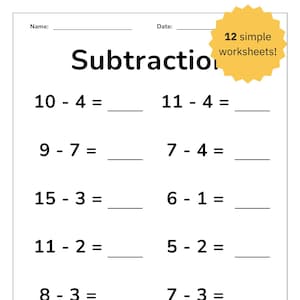 12 Printable Subtraction Worksheets - Minus, Maths Drills, Kids ...