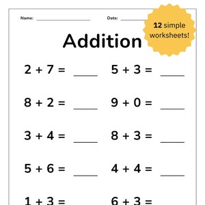 12 Printable Addition Worksheets - Single Digit Addition, Maths Drills ...