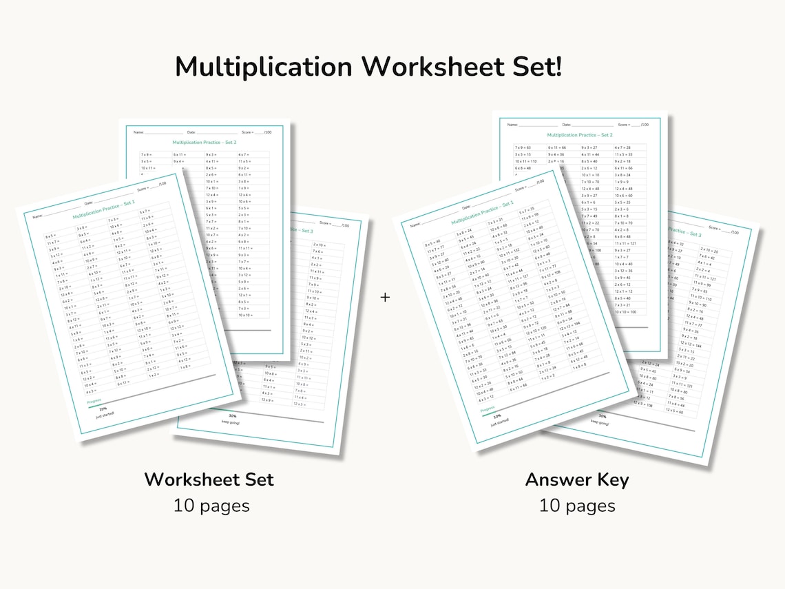 10 Printable Multiplication Worksheets - Times Tables Drills ...
