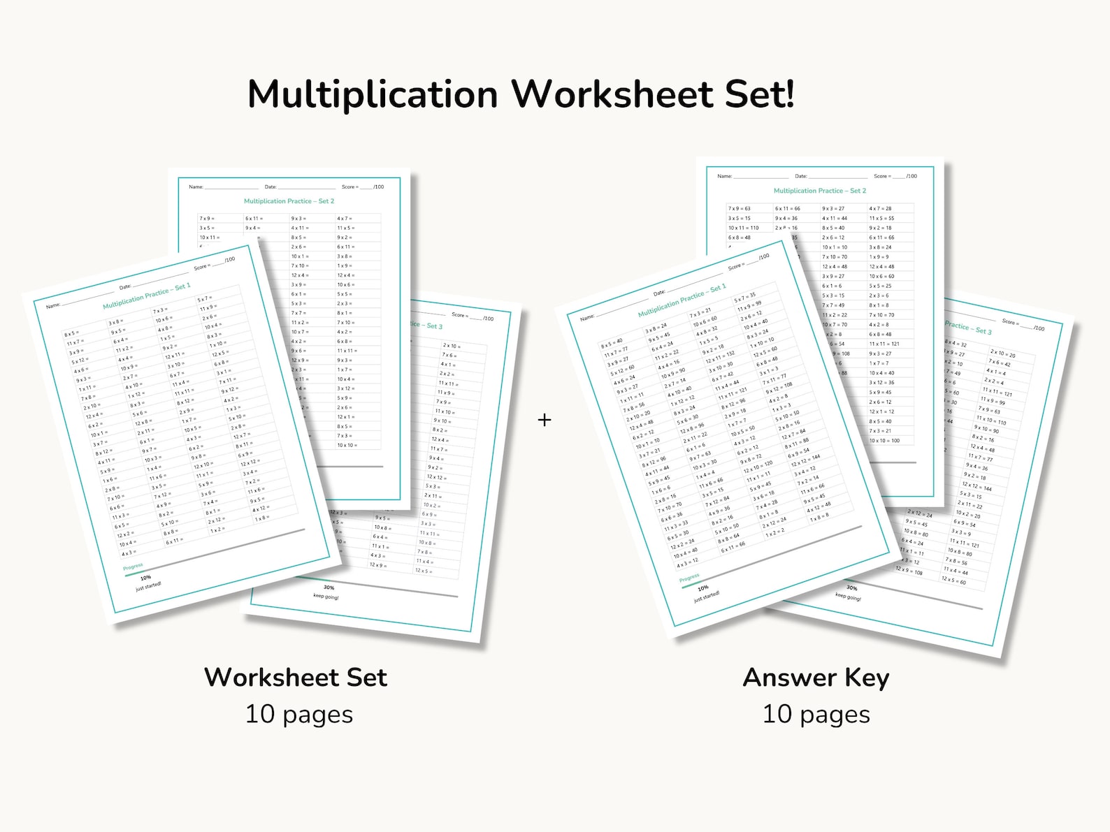 10 Printable Multiplication Worksheets - Times Tables Drills ...