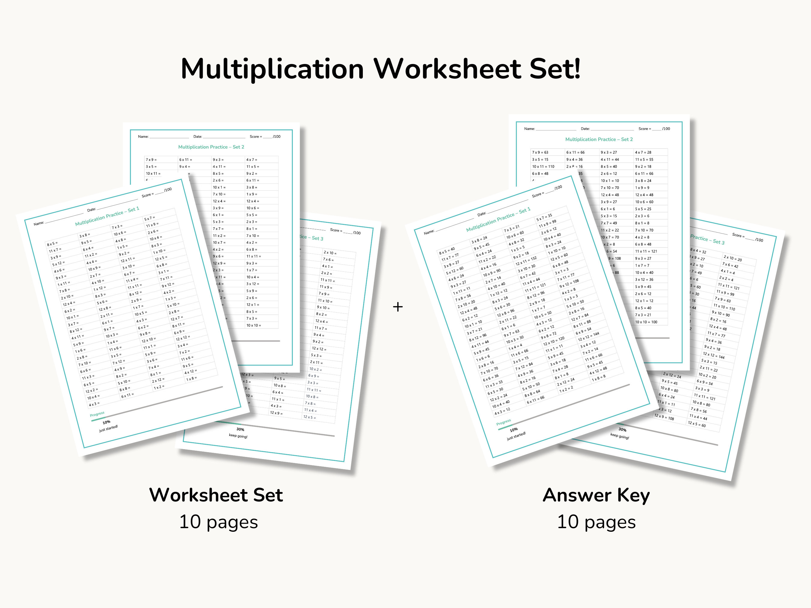 10 Printable Multiplication Worksheets - Times Tables Drills ...