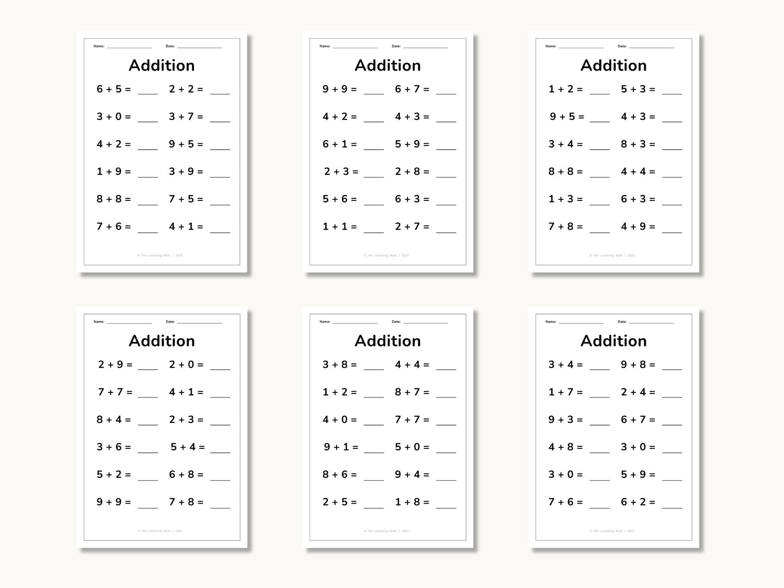 12 Printable Addition Worksheets - Single Digit Addition, Maths Drills ...
