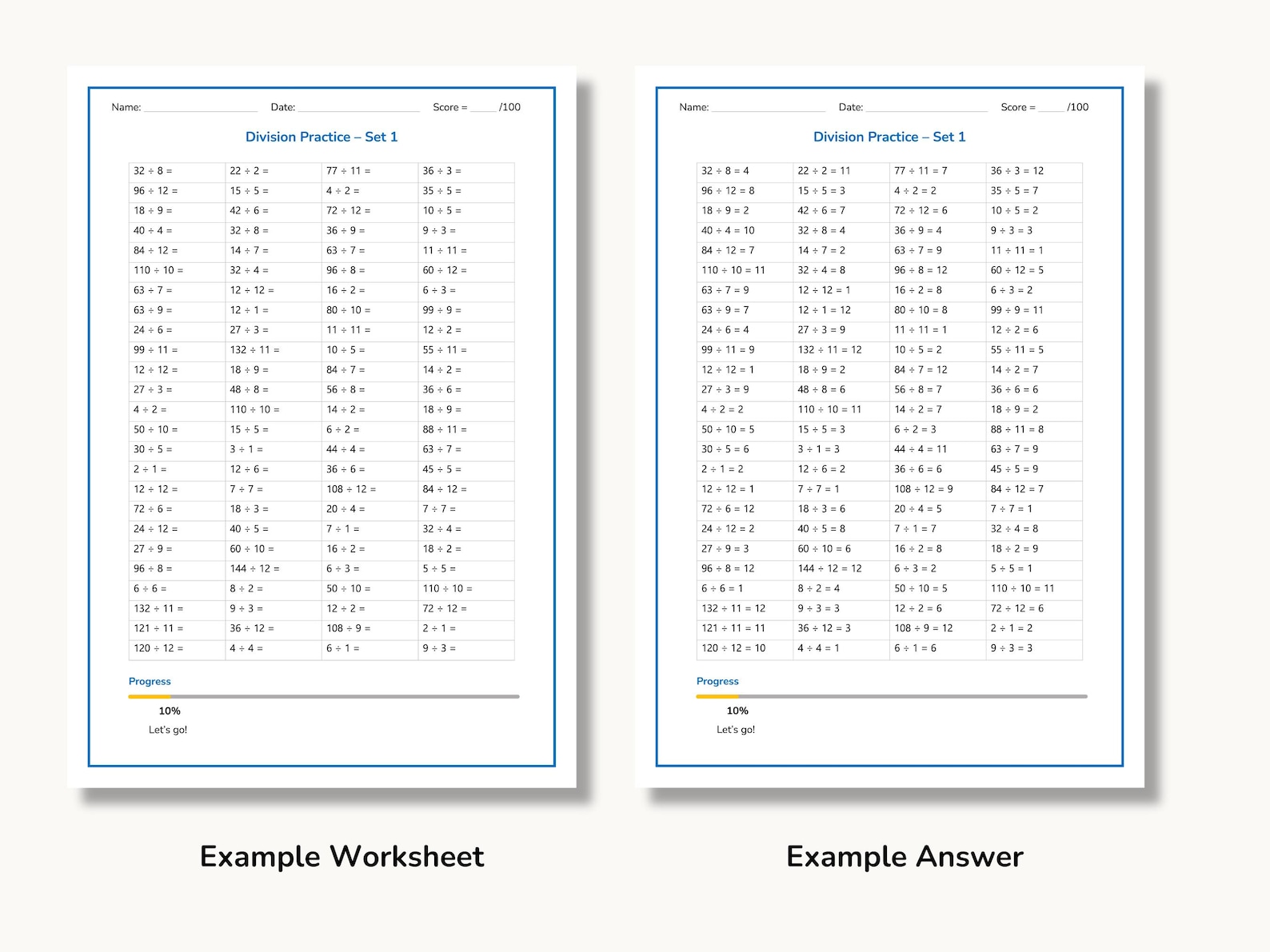 10 Printable Division Worksheets - Division Drills, Times Tables, Third ...