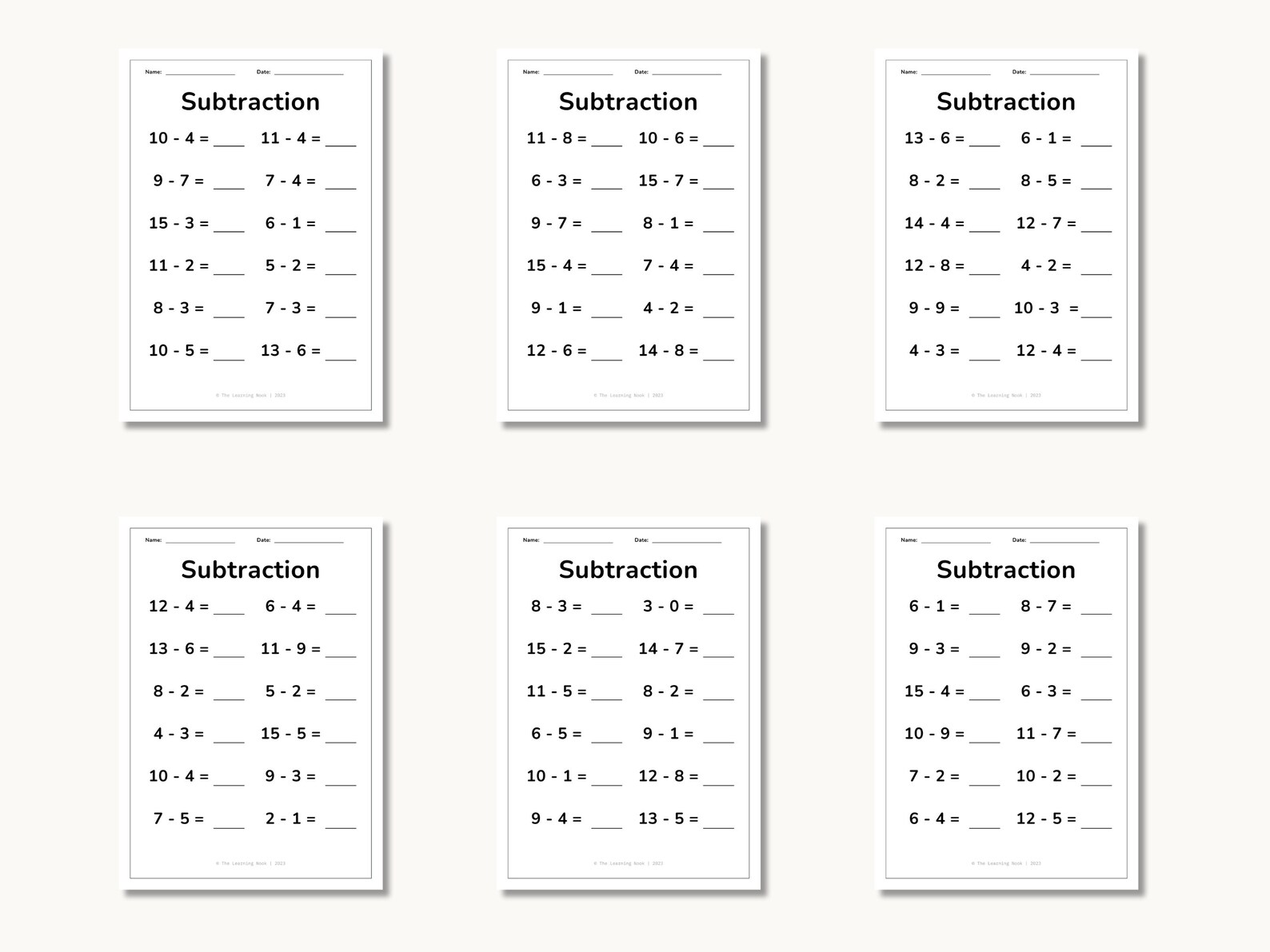 12 Printable Subtraction Worksheets - Minus, Maths Drills, Kids ...