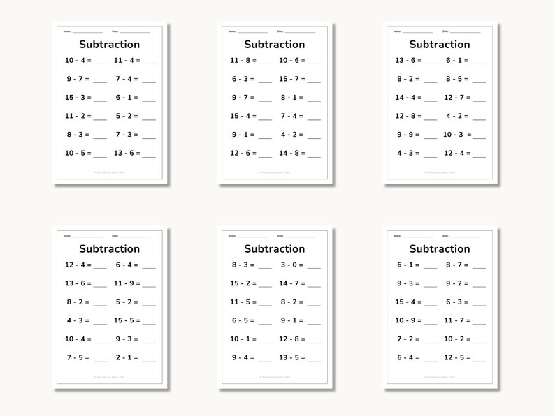 12 Printable Subtraction Worksheets - Minus, Maths Drills, Kids ...