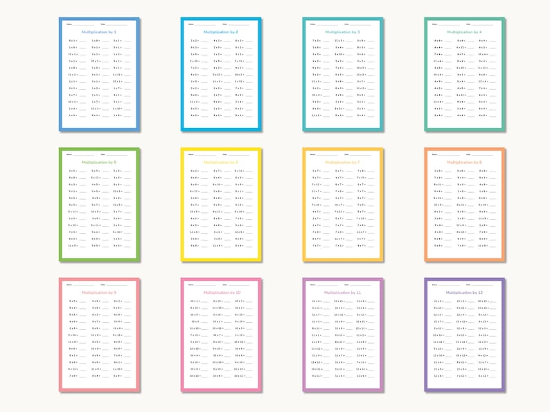 12 Printable Multiplication Worksheets - Times Tables Practice, Maths ...