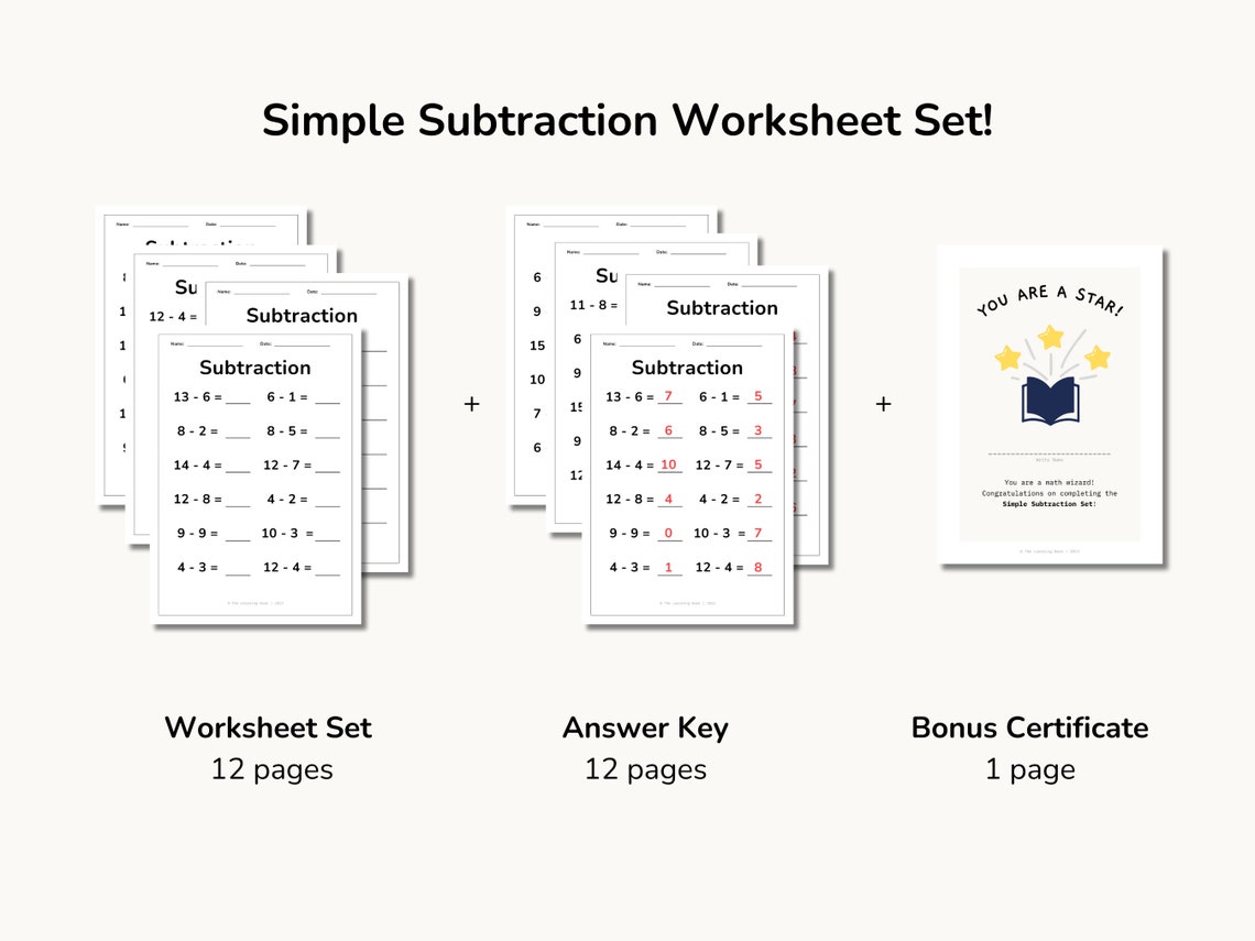 12 Printable Subtraction Worksheets - Minus, Maths Drills, Kids ...
