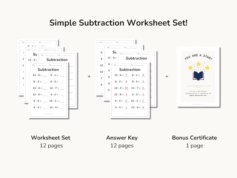 12 Printable Subtraction Worksheets - Minus, Maths Drills, Kids ...