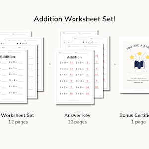 12 Printable Addition Worksheets - Single Digit Addition, Maths Drills ...