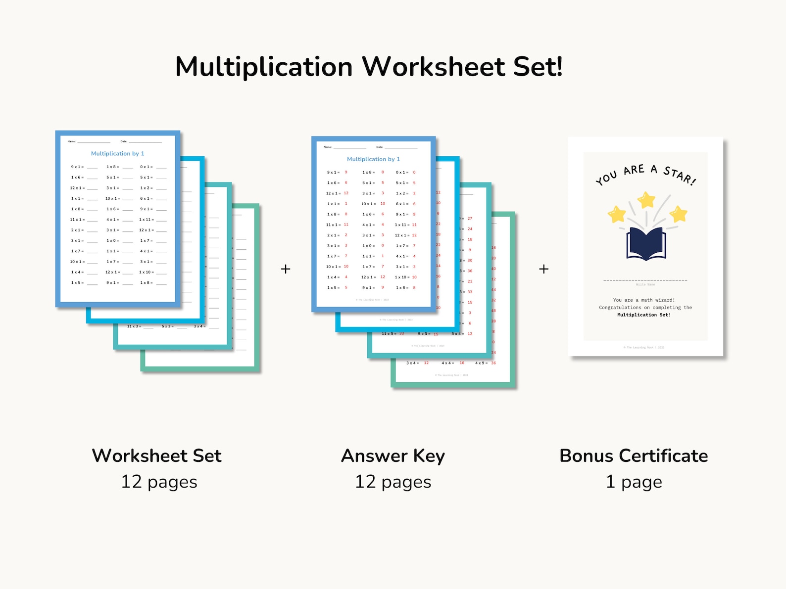 12 Printable Multiplication Worksheets - Times Tables Practice, Maths ...