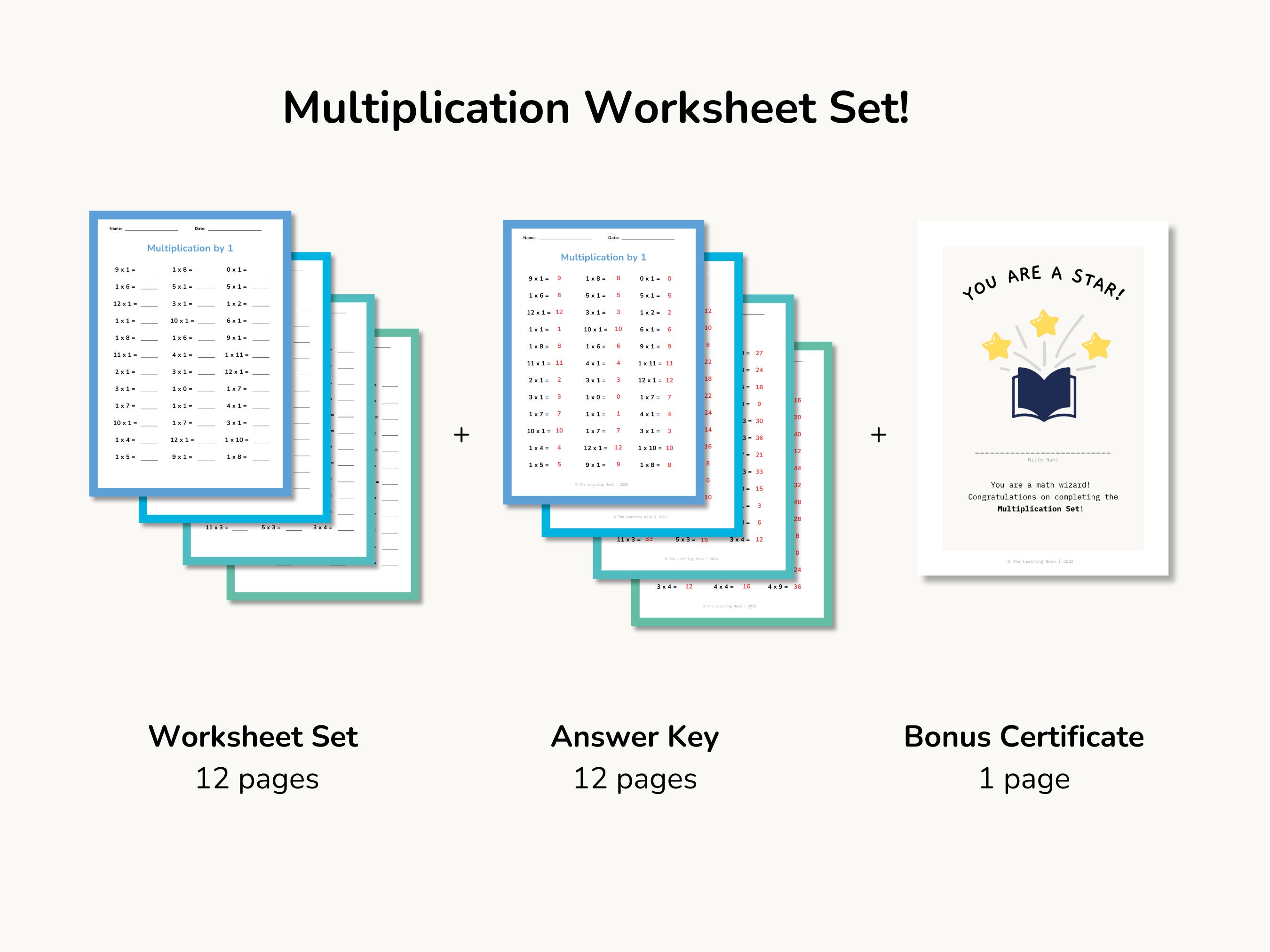 12 Printable Multiplication Worksheets - Times Tables Practice, Maths ...