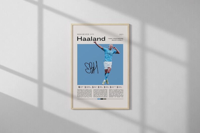 Erling Haaland Poster, Digital Poster, Manchester City Poster, Football ...