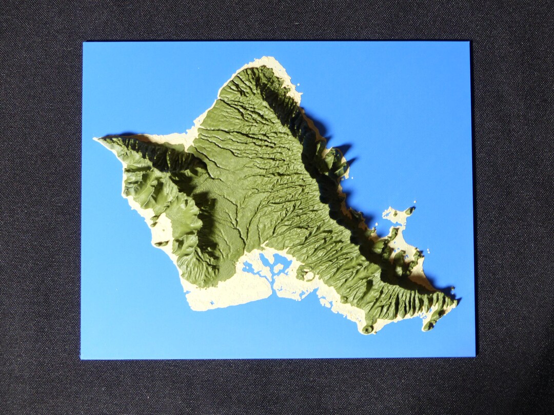 Oahu Island Hawaii 3D Printed Model - Etsy