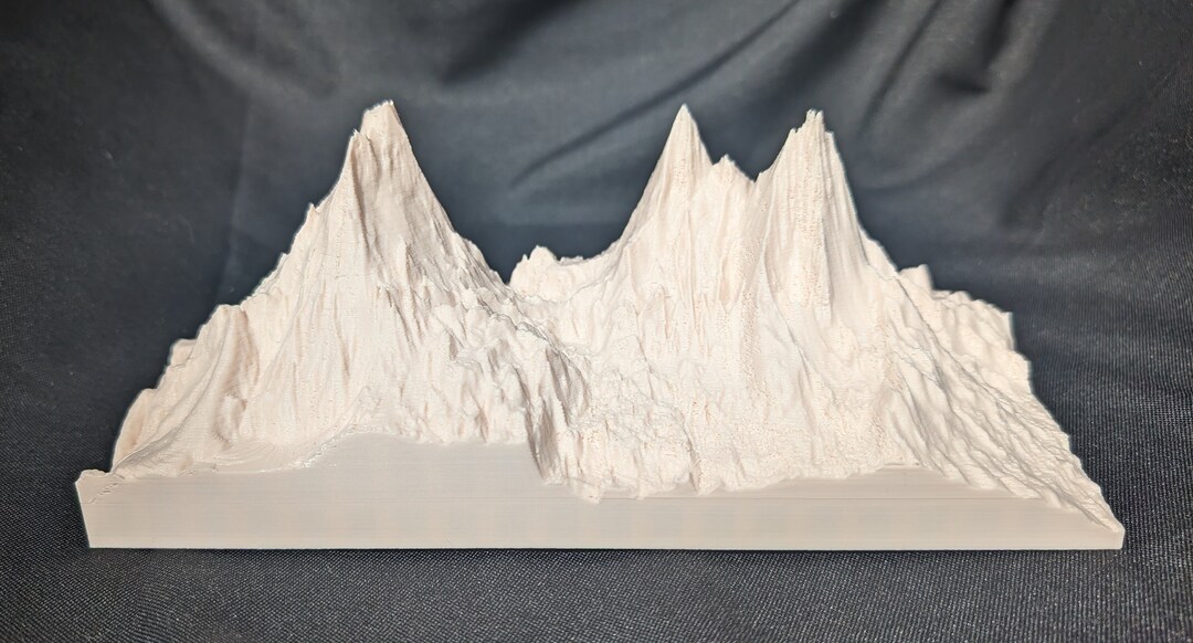 Three Sisters Model 3D Printed Topographic Map, Wall Art Coffee Table ...