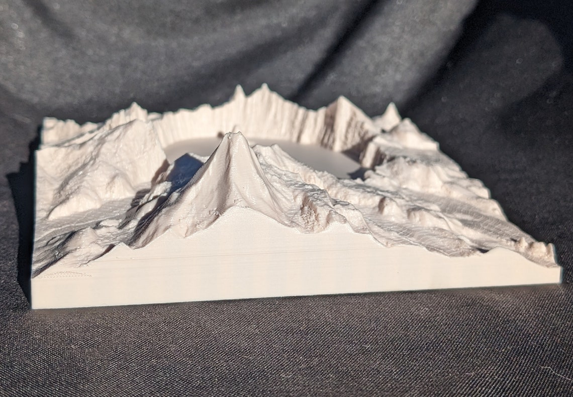 Crater Lake Model 3D Printed Topographic Map, Wall Art Coffee Table ...