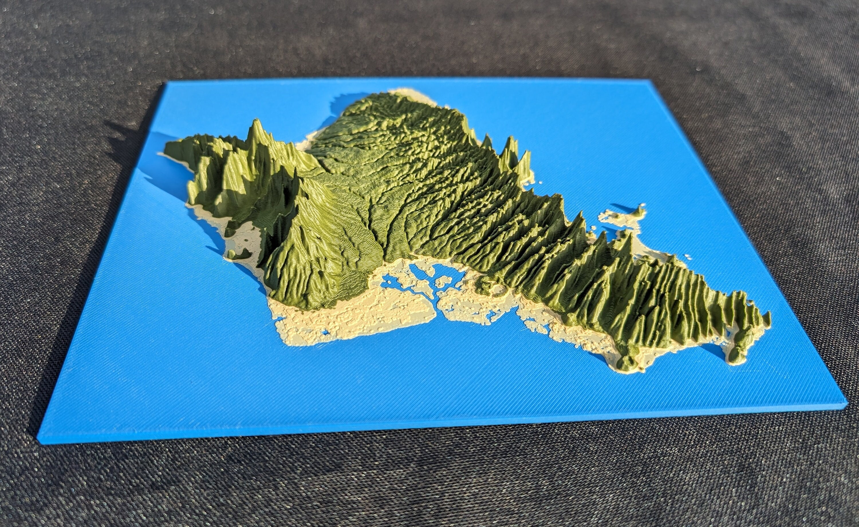 Oahu Hawaii Island 3D Printed Model Topographic Map, Wall Art Coffee ...