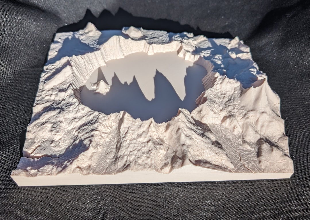Crater Lake Model 3D Printed Topographic Map, Wall Art Coffee Table ...