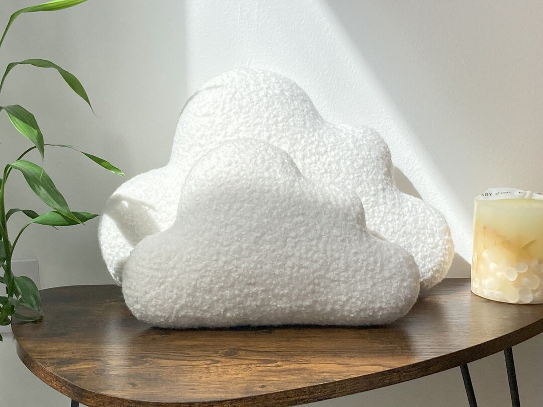 Scandi-inspired Boucle Cloud Shaped Cushion in Ivory, Neutral Baby Nursery Decor, Aesthetic ...