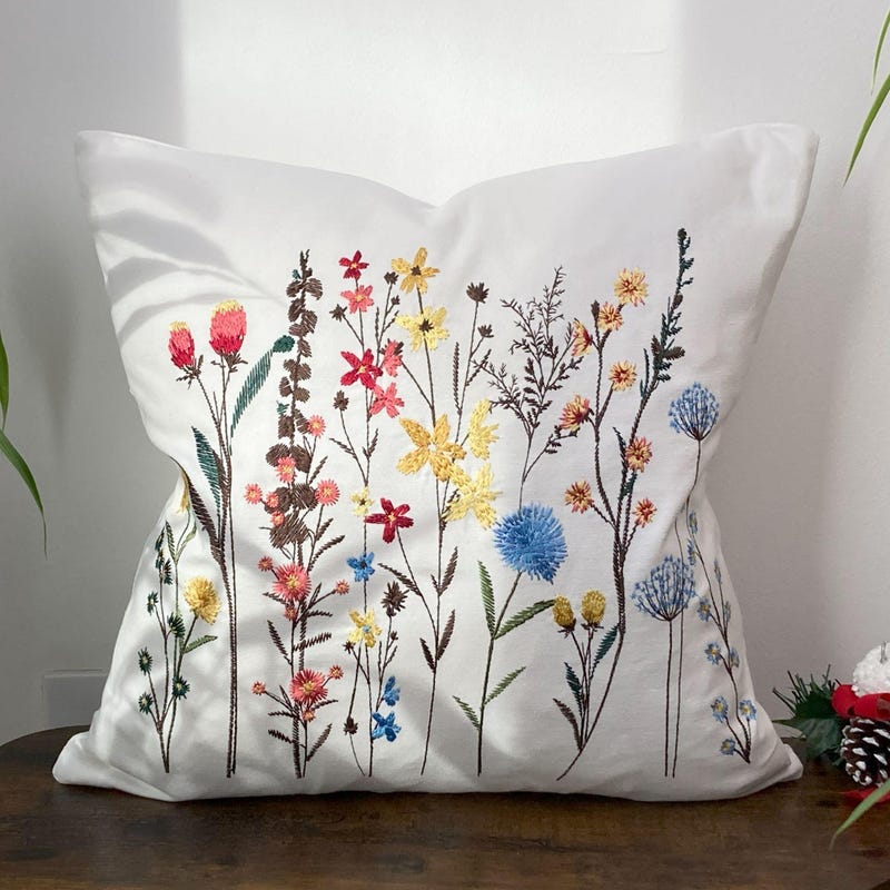 Embroidered Pillow - Etsy