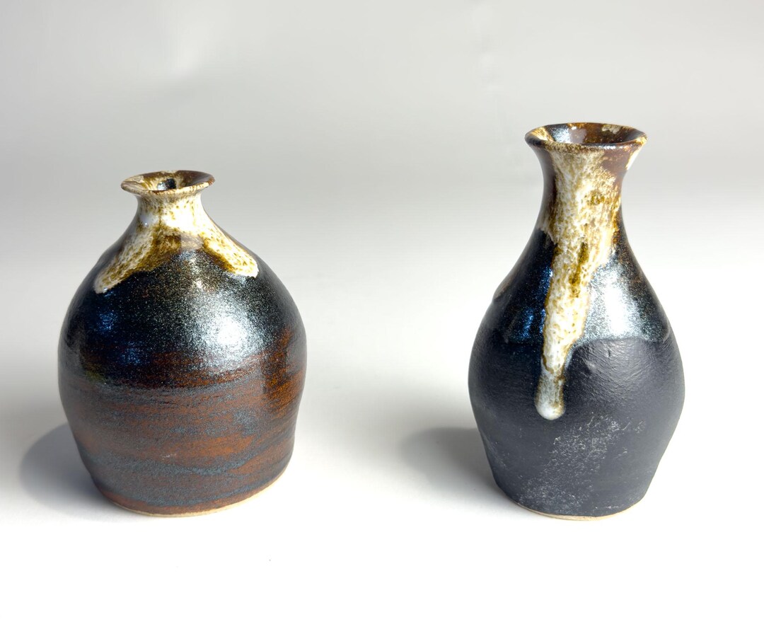 Handmade Ceramic Bud Vase Set: "cosmic Tea Dust" Glaze, Pottery Gift - Etsy